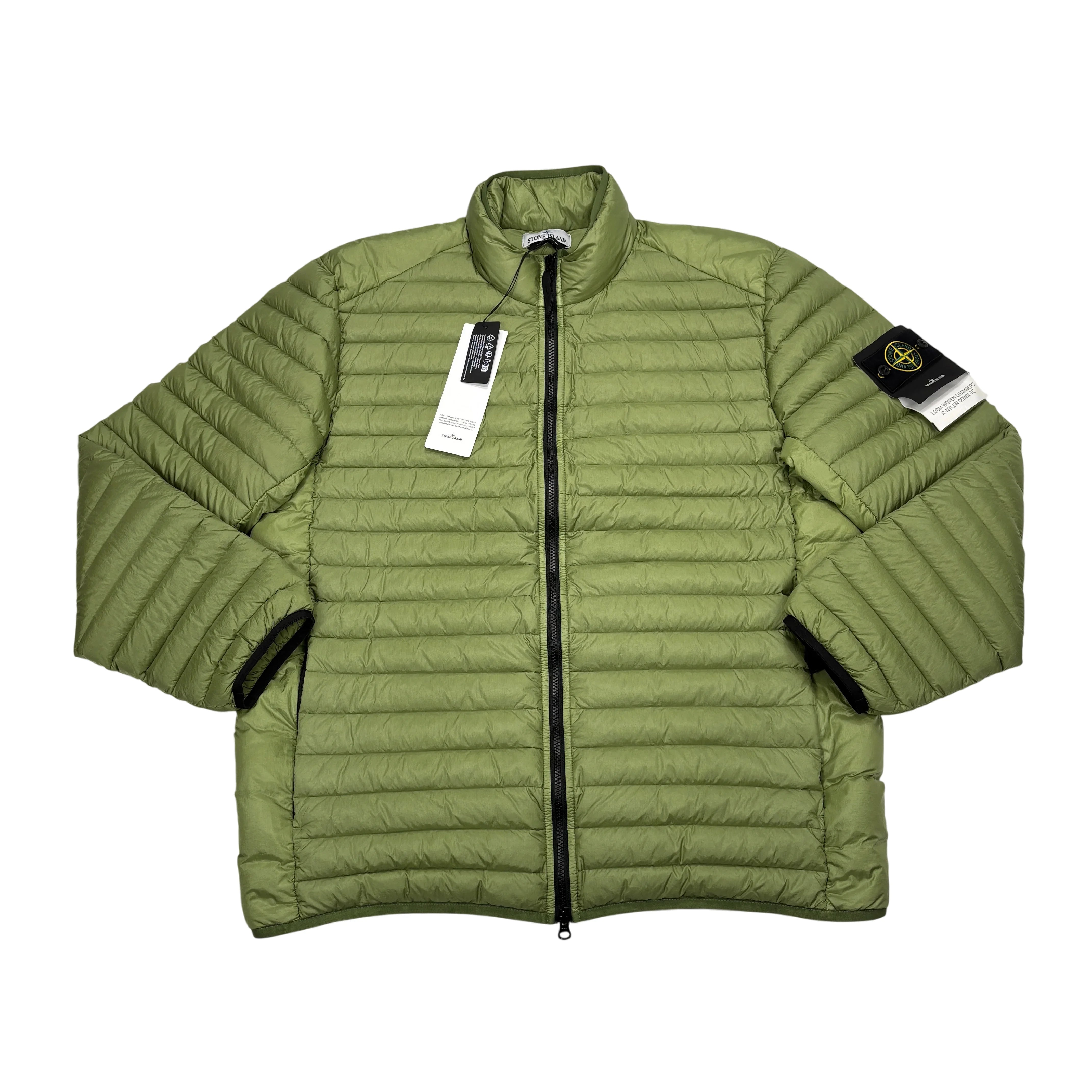 Stone Island Green Loom Woven Chambers R-Nylon Down-TC Hoodless Puffer ...