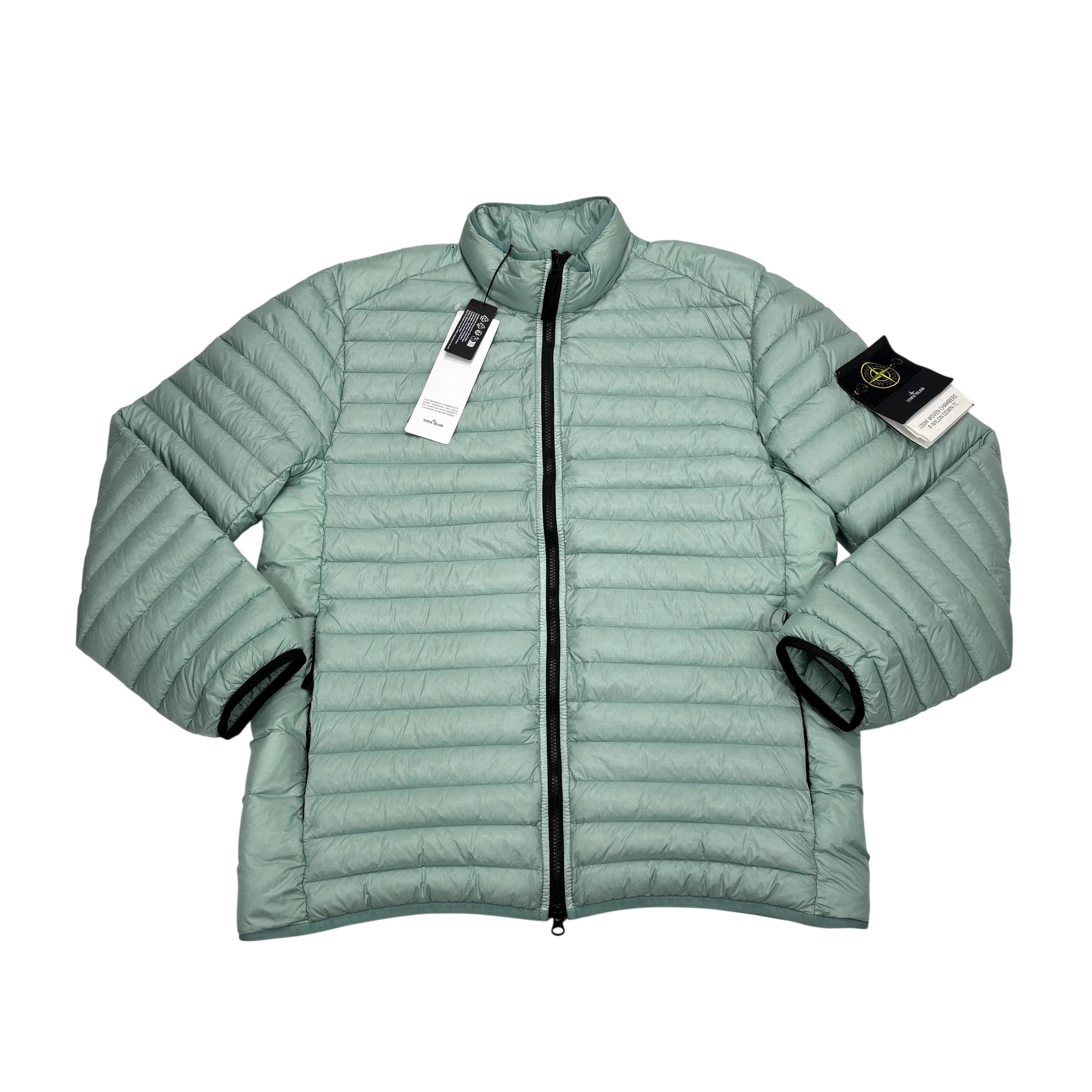 Stone Island Green Loom Woven Chambers R-Nylon Down-TC Hoodless Puffer ...